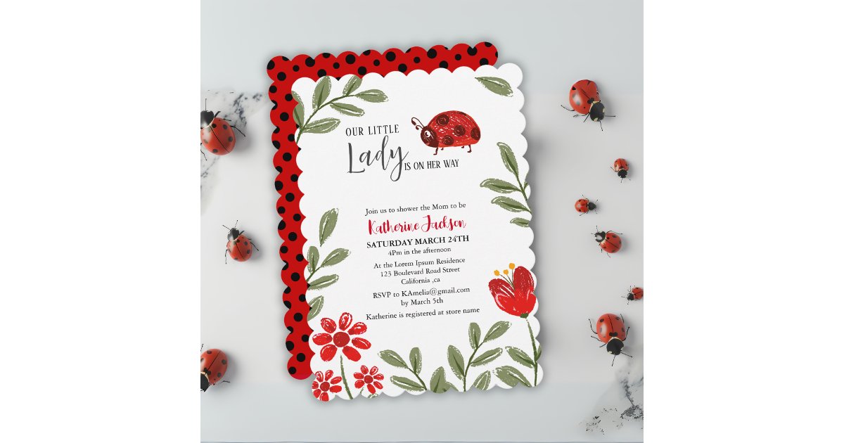 Our little lady is on her way girl baby shower invitation | Zazzle