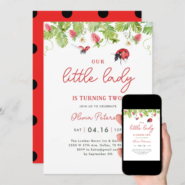 Our Little Ladybug Girl 2nd Birthday Party Invitation | Zazzle