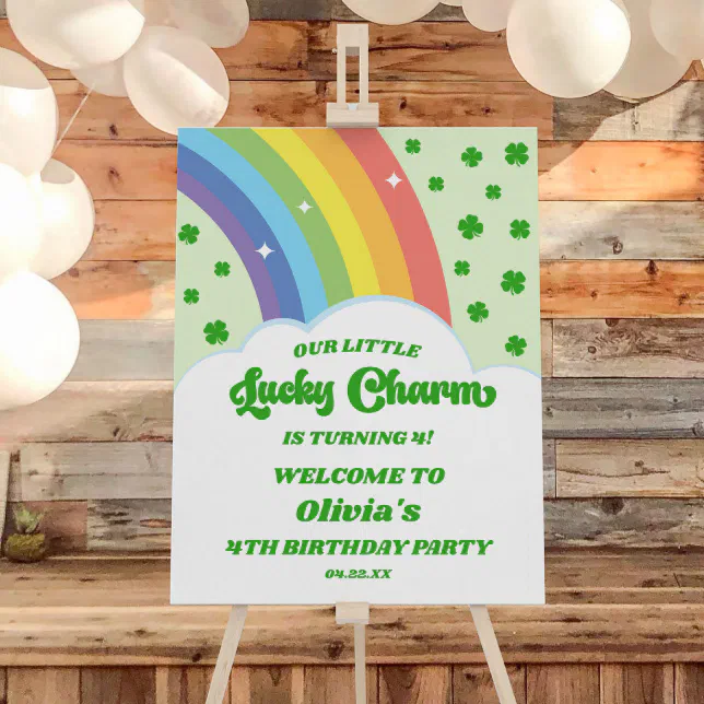 Our Little Lucky Charm Birthday Party Welcome Sign | Zazzle