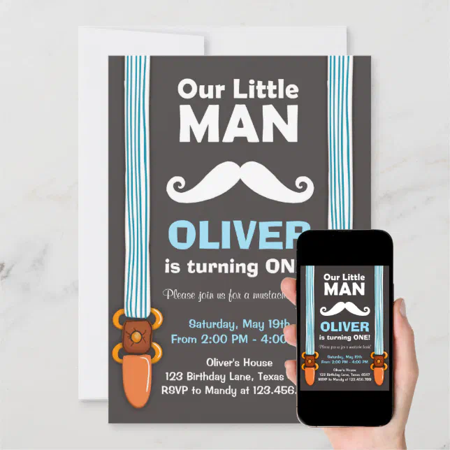 Our Little Man Birthday Invitation Boy Bow Tie | Zazzle
