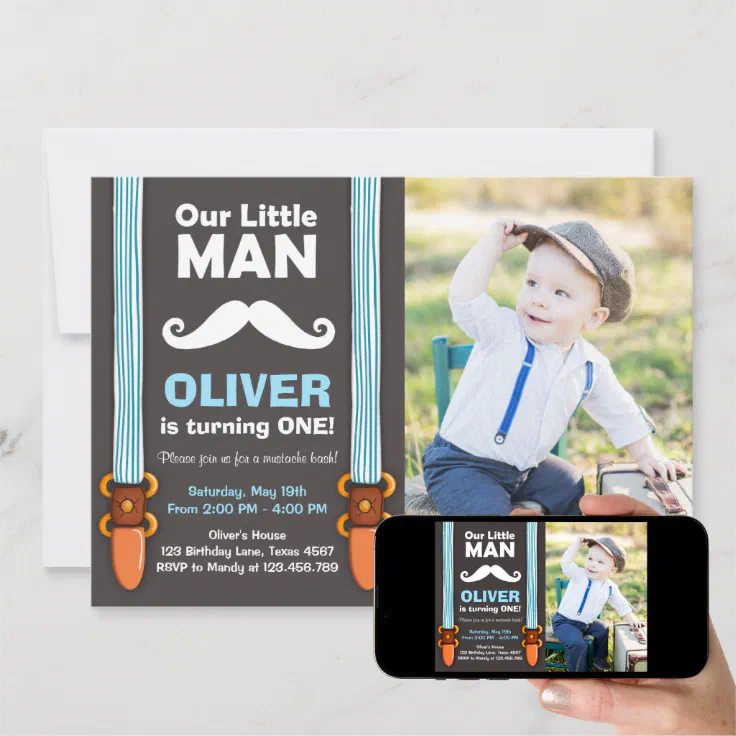 Our Little Man Birthday Invitation Boy Bow Tie | Zazzle