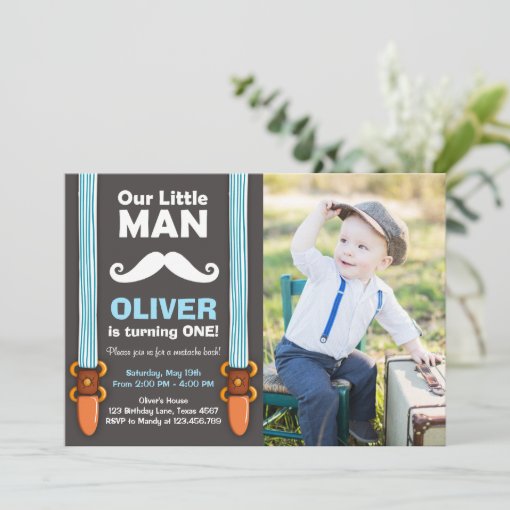 Our Little Man Birthday Invitation Boy Bow Tie | Zazzle