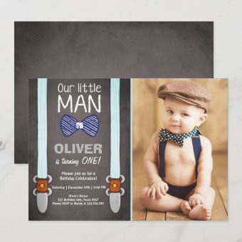 Our Little Man Birthday Invitation Boy Bow Tie | Zazzle