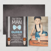 Our Little Man Birthday Invitation Boy Bow Tie | Zazzle