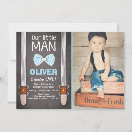 Our Little Man Birthday Invitation Boy Bow Tie | Zazzle