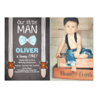 Our little man turquoise aqua boy 1st birthday invitation | Zazzle.com