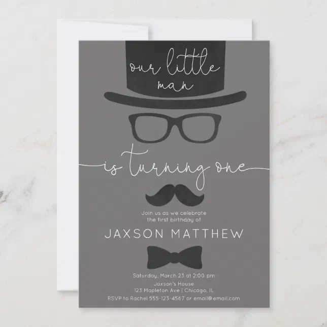Our Little Man boy 1st birthday party Invitation | Zazzle