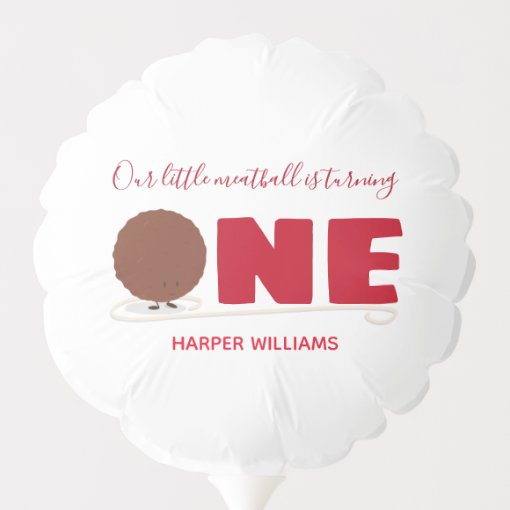 Our Little Meatball Turning One 1st Birthday Balloon | Zazzle