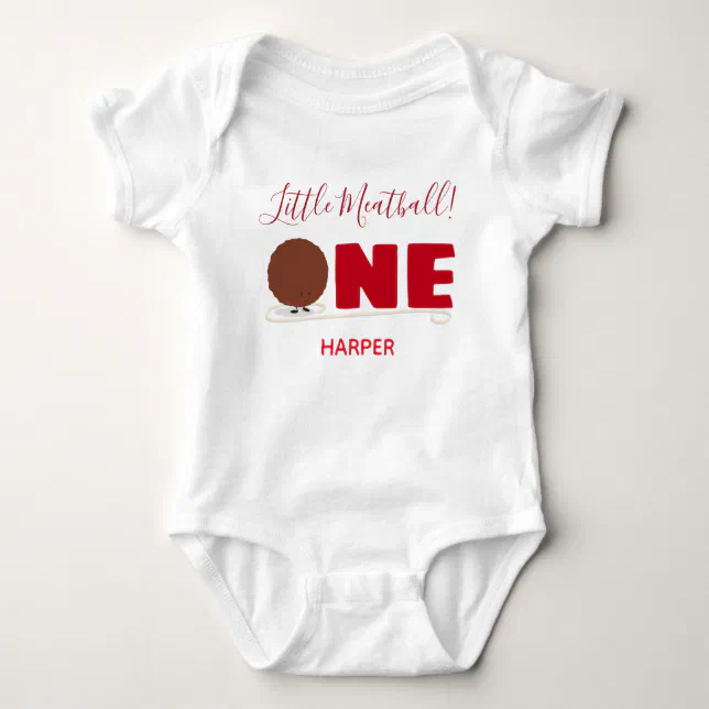 Our Little Meatball Turning One First Birthday Baby Bodysuit | Zazzle