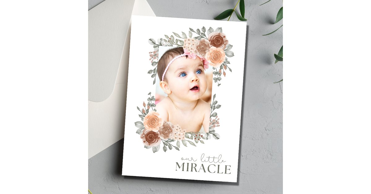 Our Little Miracle Photo Baby Girl Birth Announcement | Zazzle