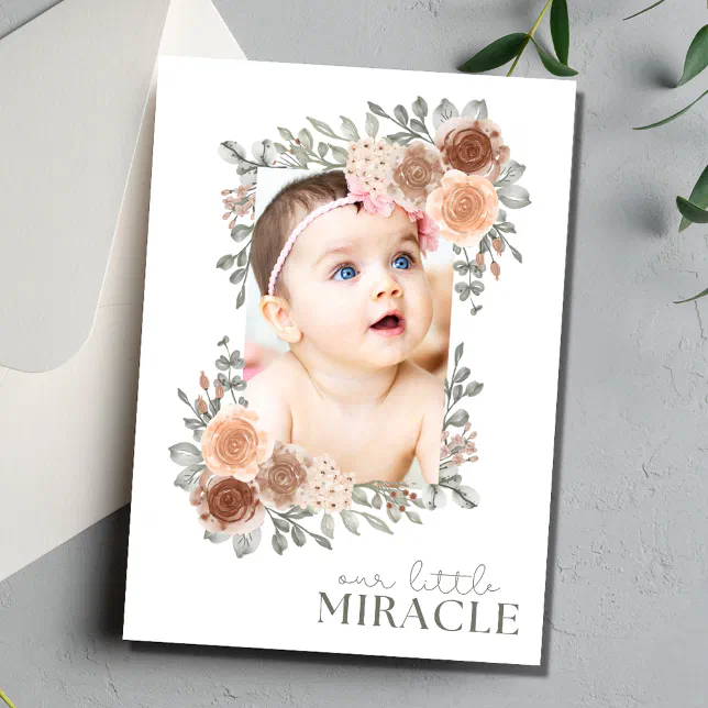 Our Little Miracle Photo Baby Girl Birth Announcement | Zazzle