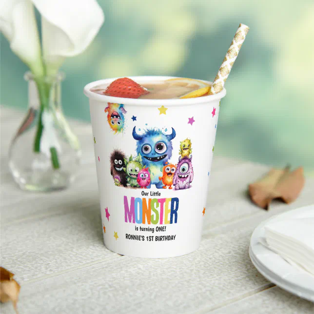 Our Little Monster Birthday Party Paper Cups | Zazzle