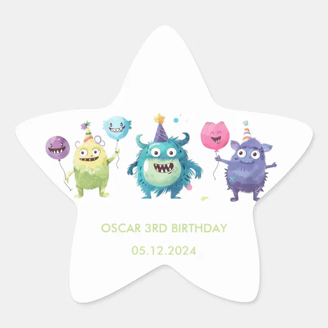 Our Little Monster | Colorful Three Monsters Star Sticker | Zazzle