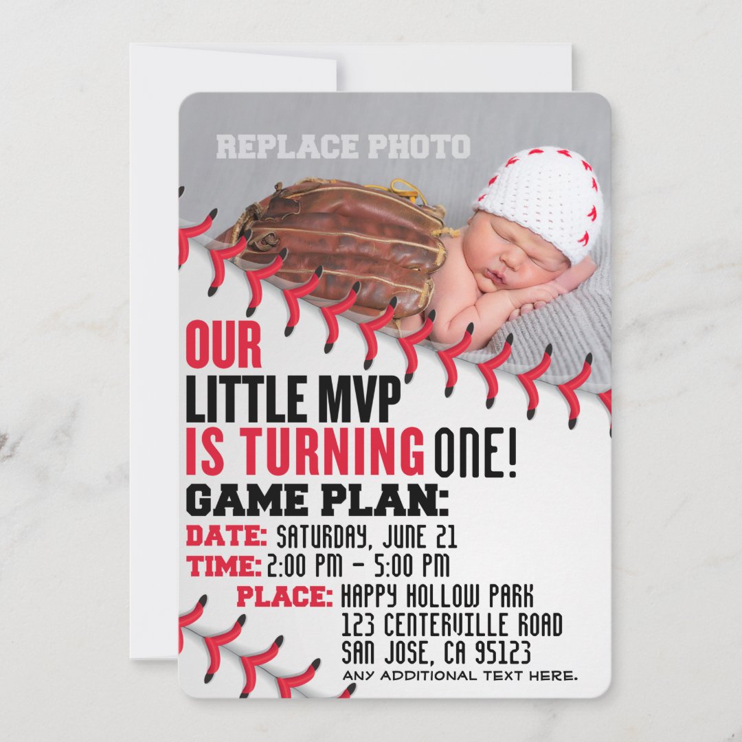 "Our Little MVP" Baseball Birthday Invitation | Zazzle