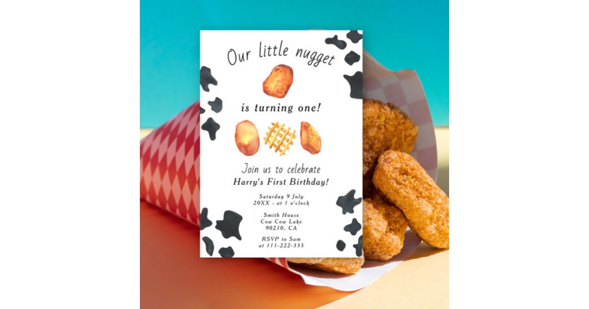 Our Little Nugget Is Turning One Kids Birthday Invitation | Zazzle