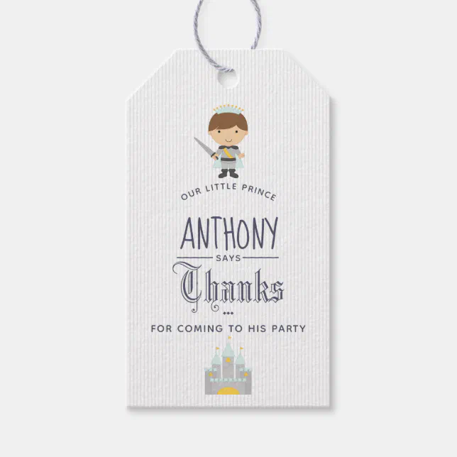 Our Little Prince Birthday Party Guest Favor Gift Tags | Zazzle