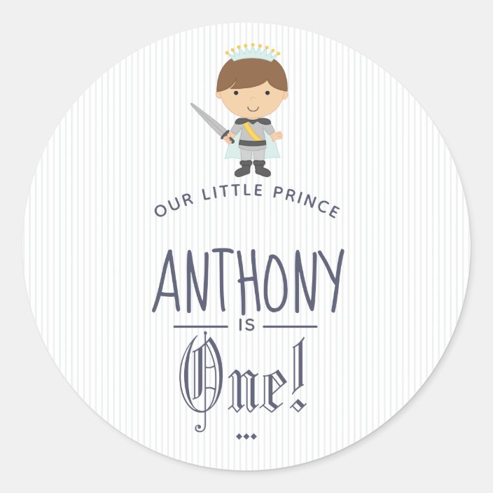 Our Little Prince Boy Birthday Party Classic Round Sticker | Zazzle.com