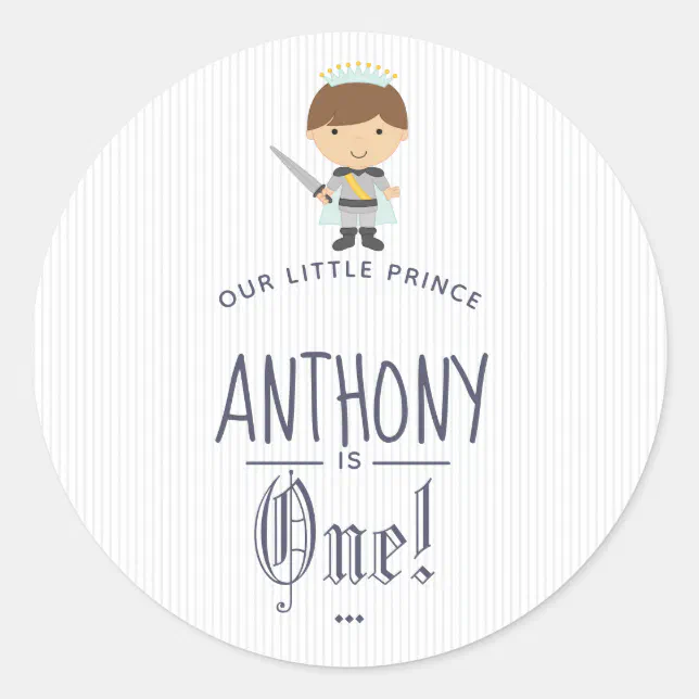 Our Little Prince Boy Birthday Party Classic Round Sticker | Zazzle
