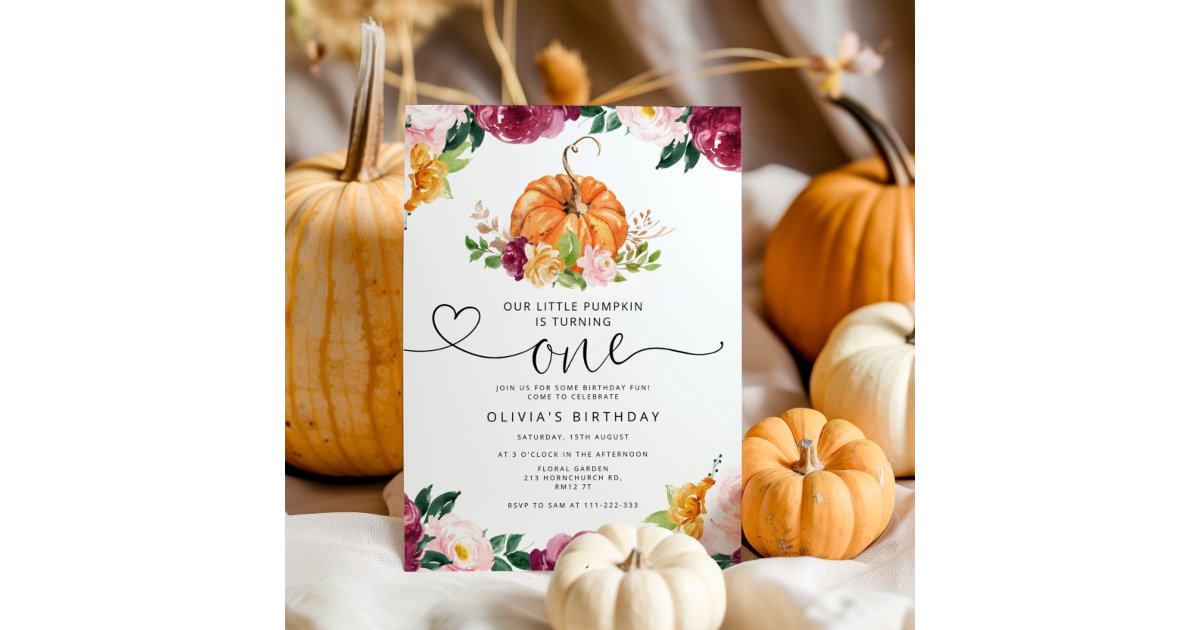 Our little pumpkin 1st birthday invitation | Zazzle