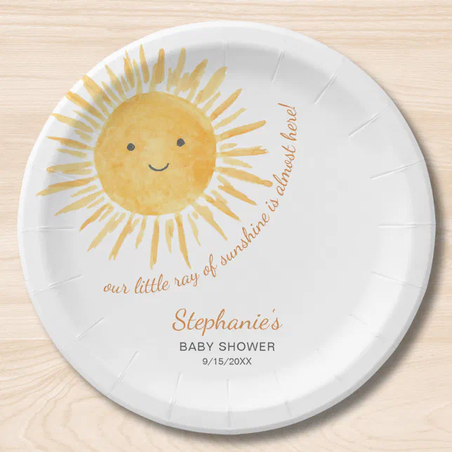 Our Little Ray Of Sunshine Baby Shower Paper Plates | Zazzle