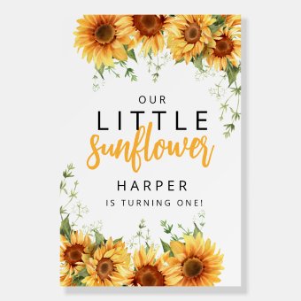 Our Little Sunflower Birthday Party Foam Board | Zazzle