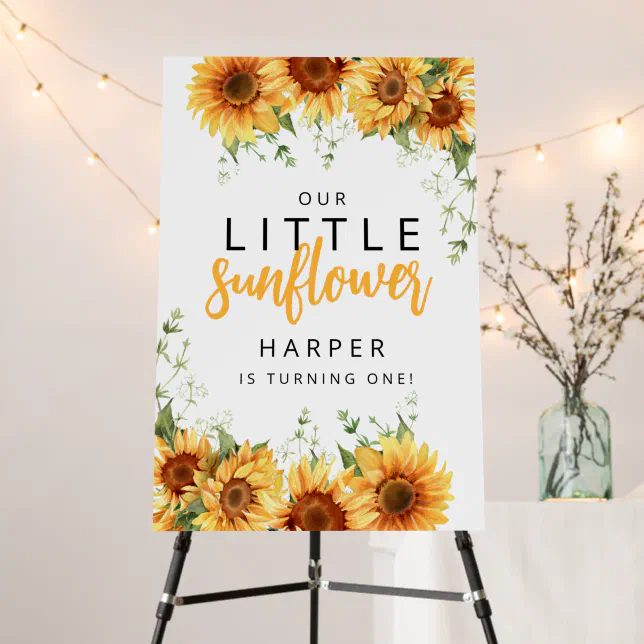 Our Little Sunflower Birthday Party Foam Board | Zazzle