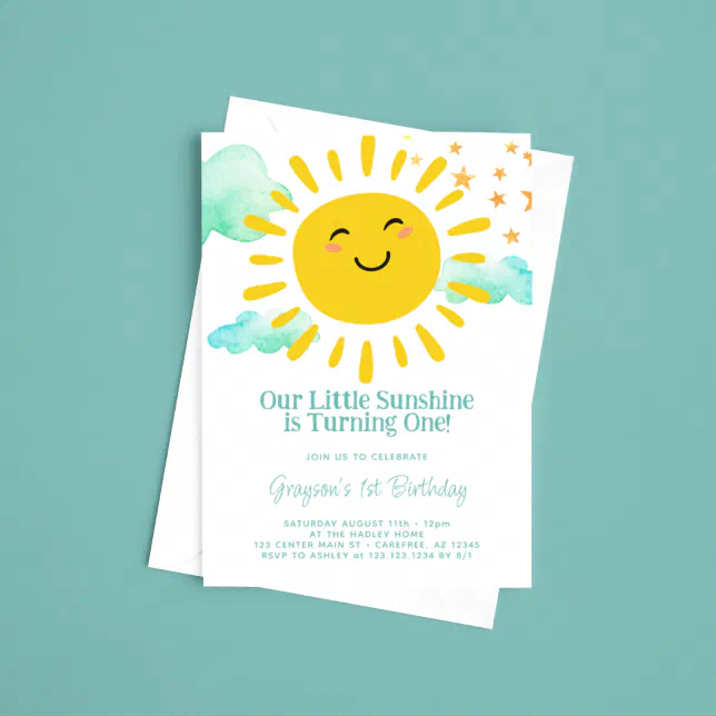 Our Little Sunshine 1st Birthday Invitation | Zazzle