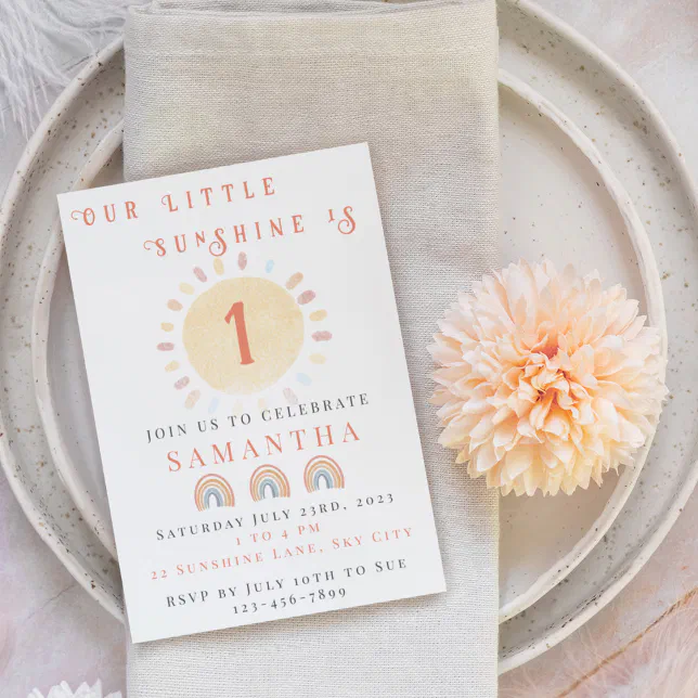 Our Little Sunshine Birthday Invitation | Zazzle