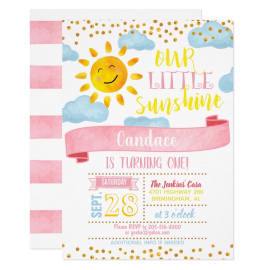 Our Little Sunshine Birthday Invitation - Girl | Zazzle.com