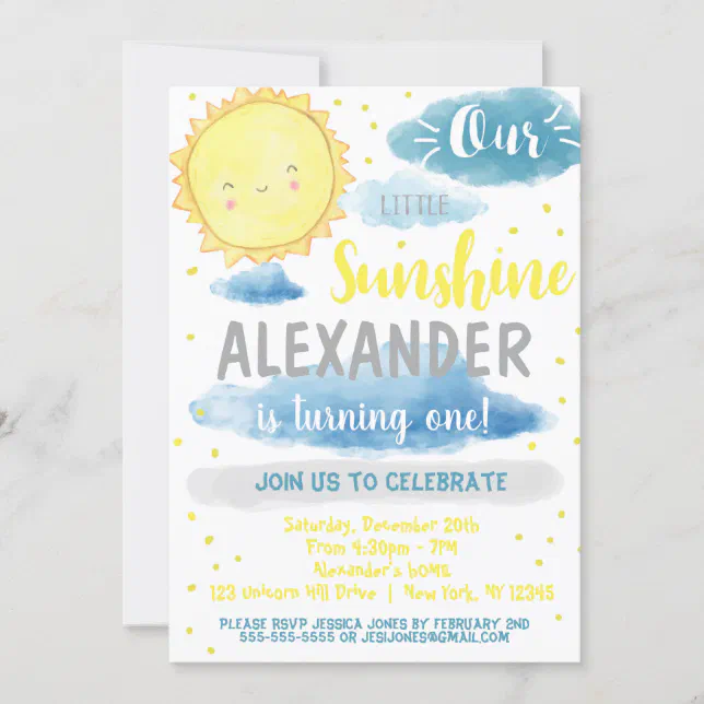 Our little sunshine birthday party invitation | Zazzle