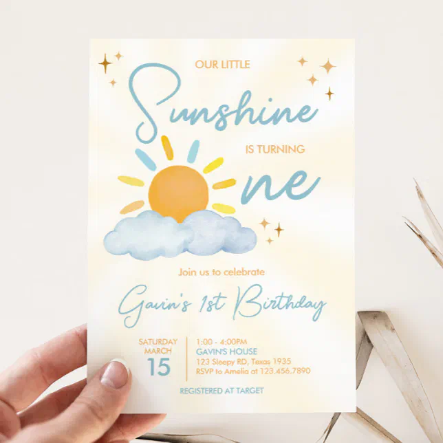 Our Little Sunshine Birthday Party Invitation | Zazzle