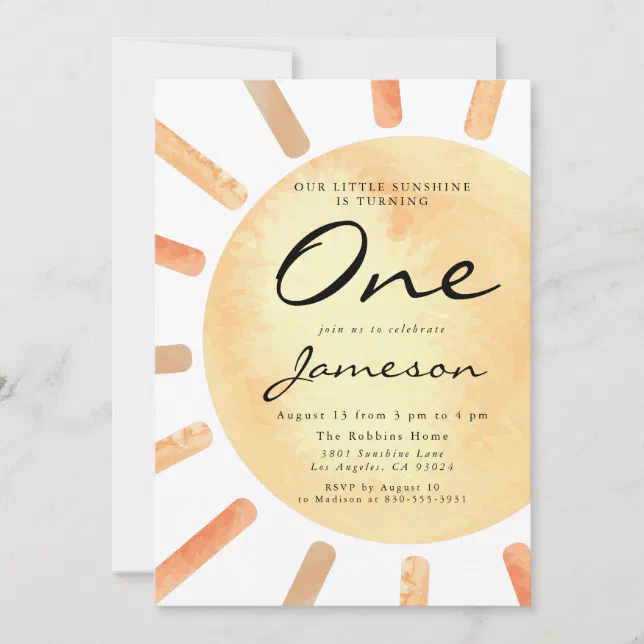Our Little Sunshine First Birthday Invitation | Zazzle