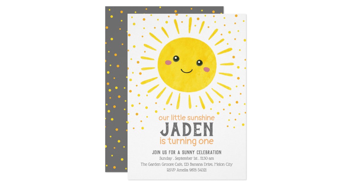 Our Little Sunshine | First Birthday Invitation | Zazzle.com