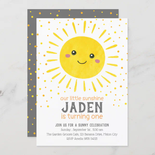 Our Little Sunshine | First Birthday Invitation | Zazzle