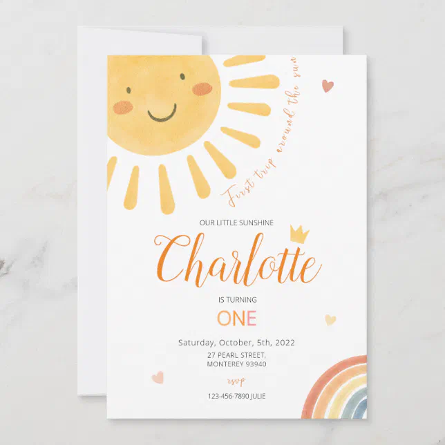 Our little sunshine firtst birthday Invitation | Zazzle