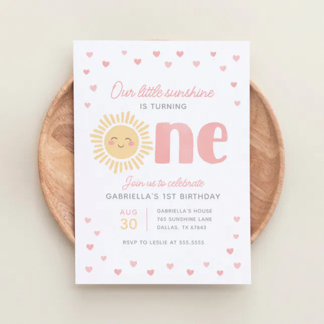 Our Little Sunshine Girl 1st Birthday Invitation | Zazzle