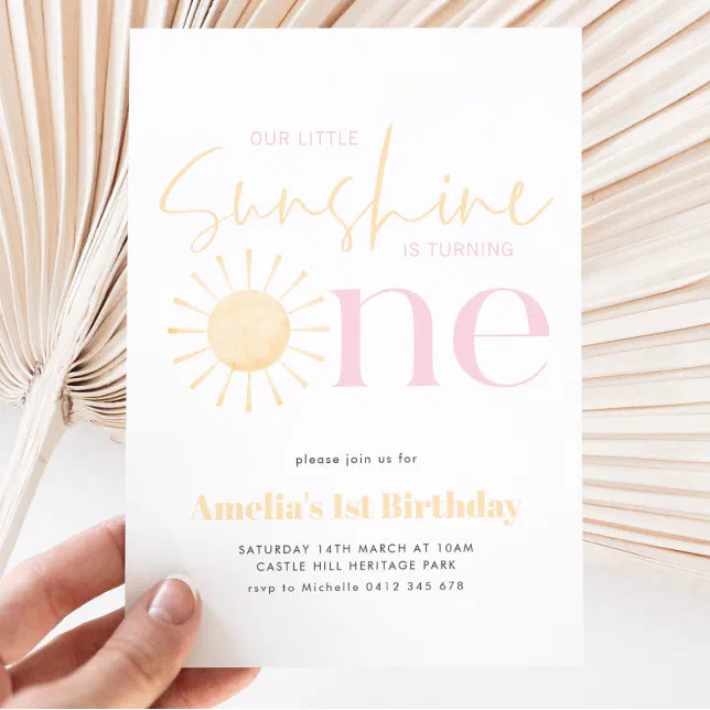 Our Little Sunshine Girl's 1st Birthday Party Invitation | Zazzle