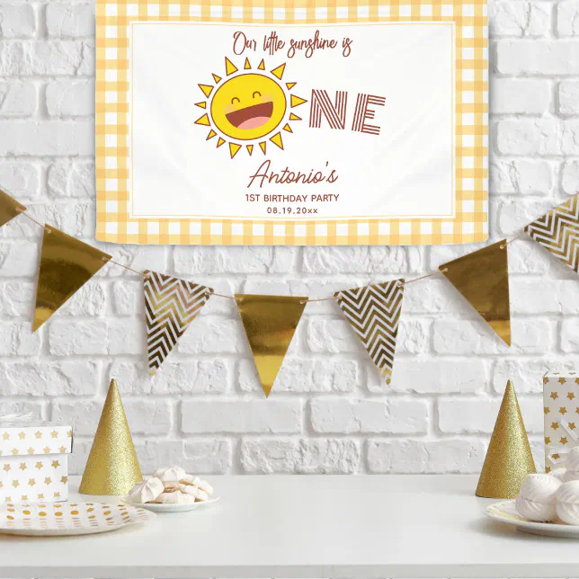 Our Little Sunshine is One First Birthday Welcome Banner | Zazzle