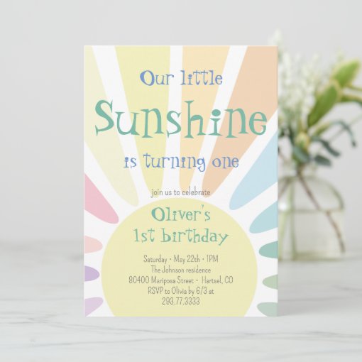 Our Little Sunshine is turning one Birthday Party Invitation | Zazzle