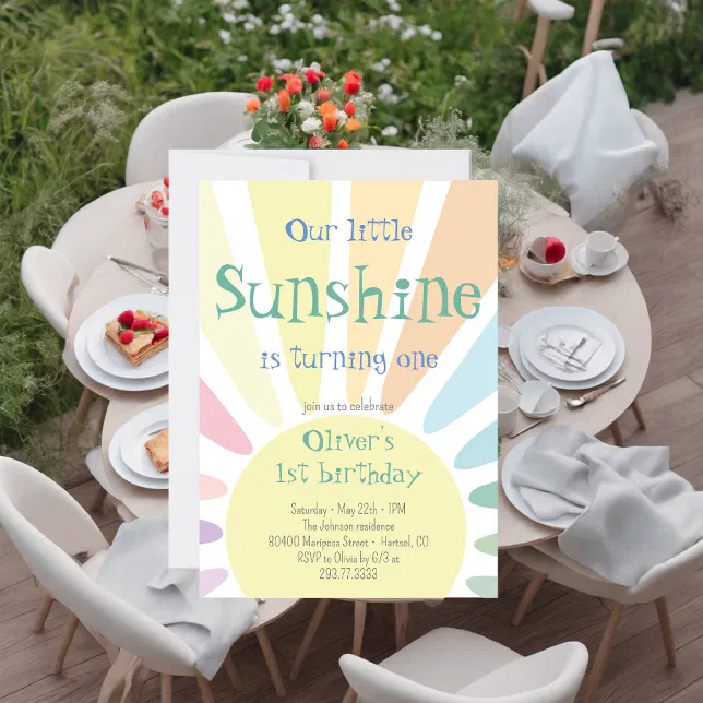 Our Little Sunshine is turning one Birthday Party Invitation | Zazzle