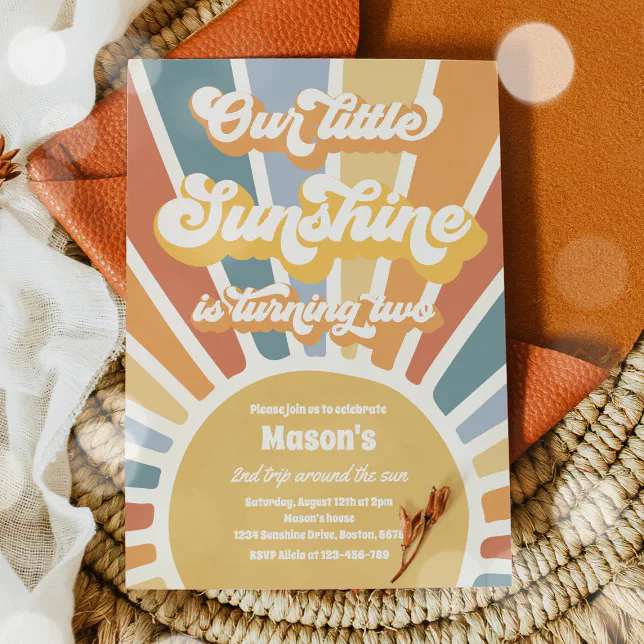 Our Little Sunshine Is Turning Two 2nd Birthday Invitation | Zazzle