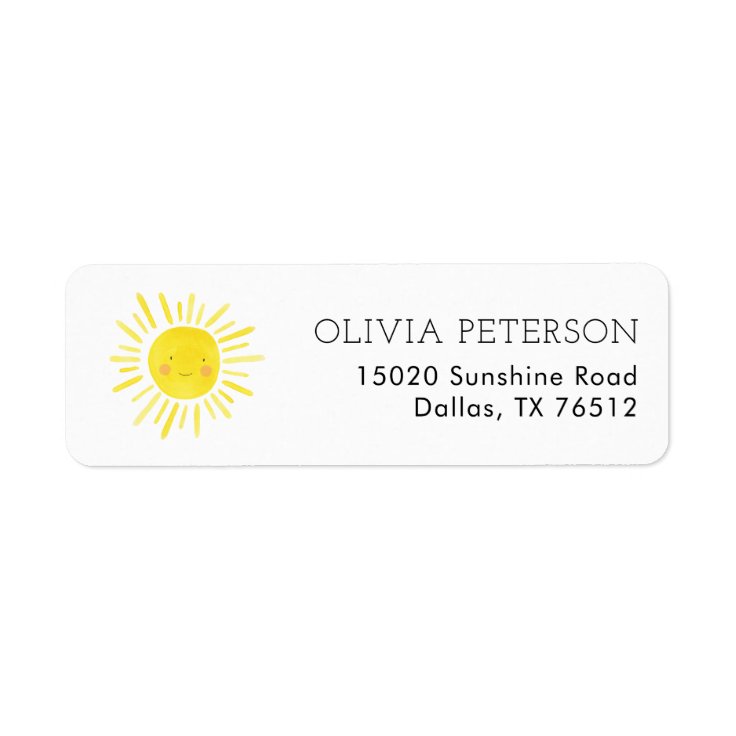 Our Little Sunshine Party Return Address Label | Zazzle