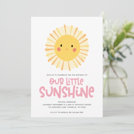 Our little sunshine pink girly birthday party | Zazzle