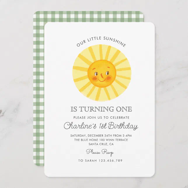Our Little Sunshine Turning One Sun 1st Birthday Invitation | Zazzle