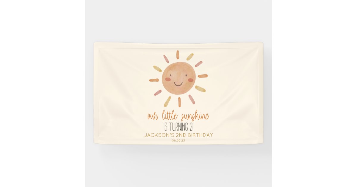 Our Little Sunshine Yellow Sun Birthday Party Banner | Zazzle