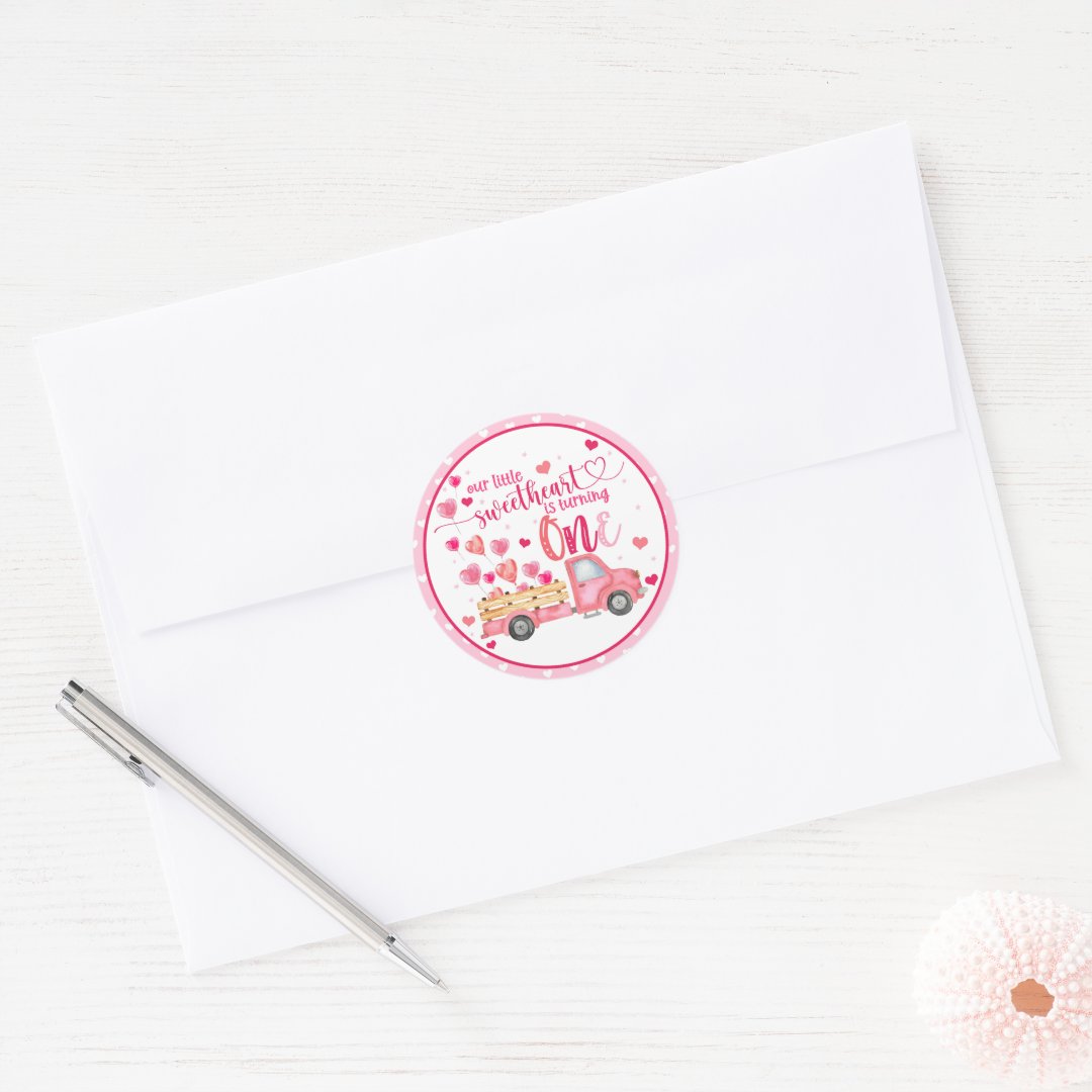 Our Little Sweetheart is Turning One Sticker | Zazzle