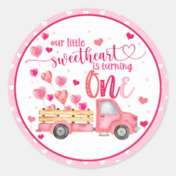 Our Little Sweetheart is Turning One Sticker | Zazzle