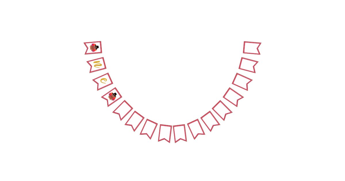Our Little Turkey 1st Birthday High Chair (Girl) Bunting Flags | Zazzle
