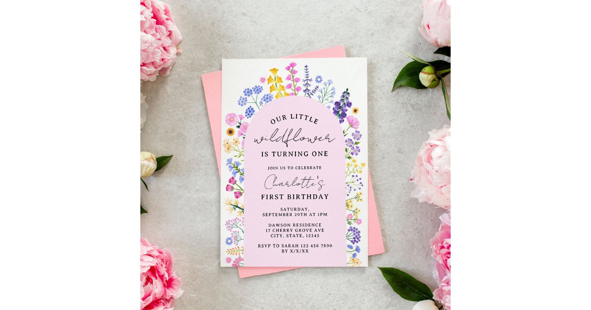 Our Little Wildflower Is Turning One Spring Summer Invitation | Zazzle