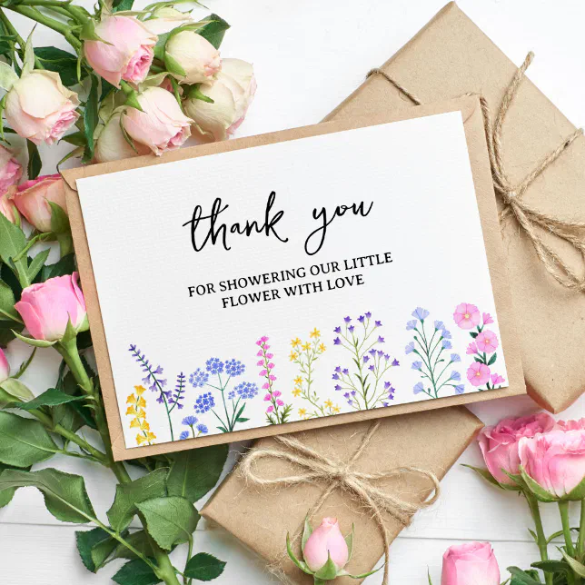 Our Little Wildflower Spring Garden Party Thank You Card | Zazzle